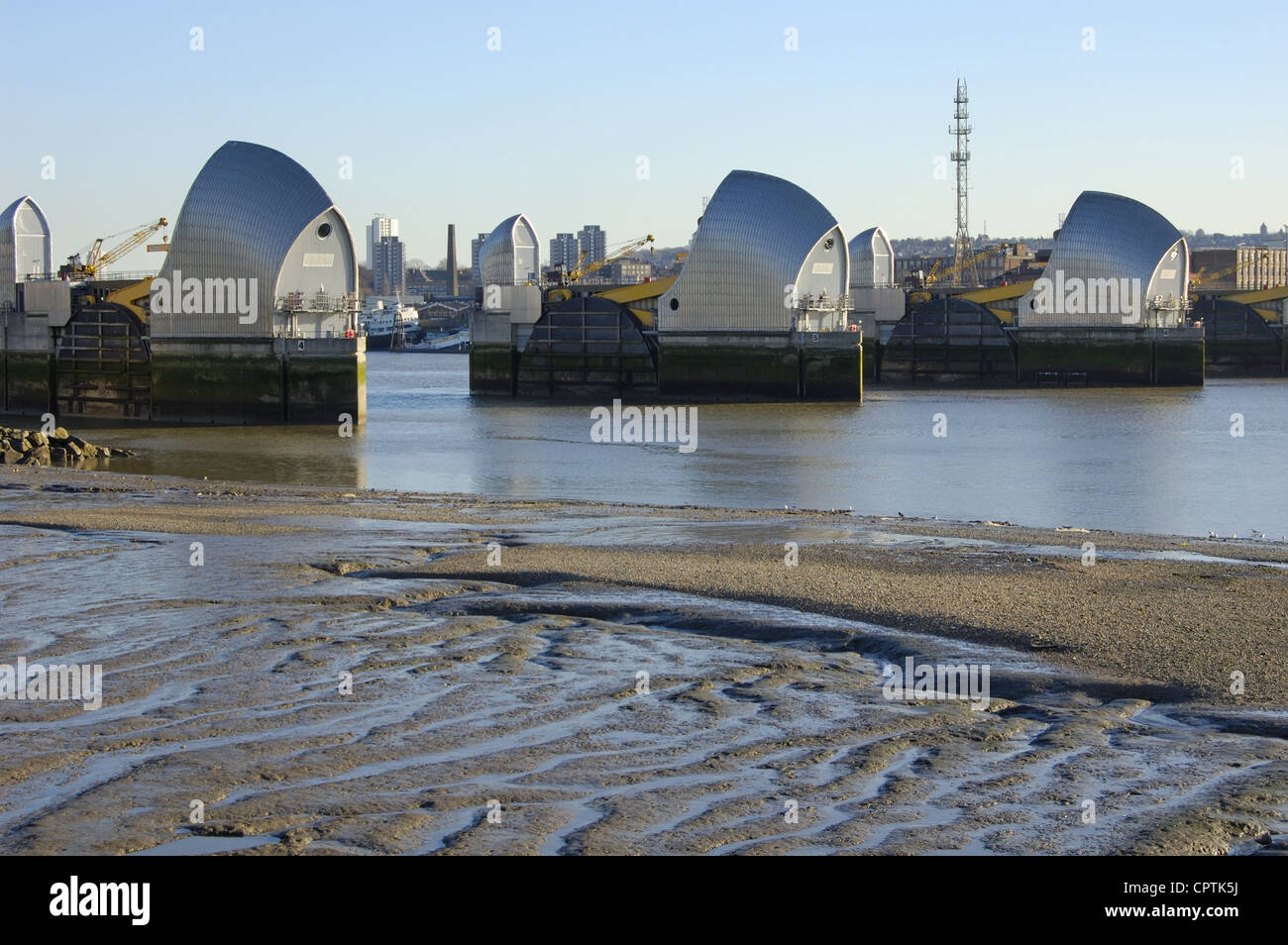 The Thames barrier at low tide in London, England Stock Photo - Alamy
