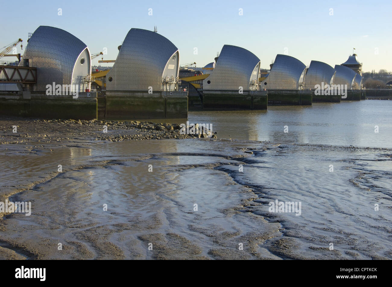 The Thames Barrier at low tide, London, England Stock Photo - Alamy