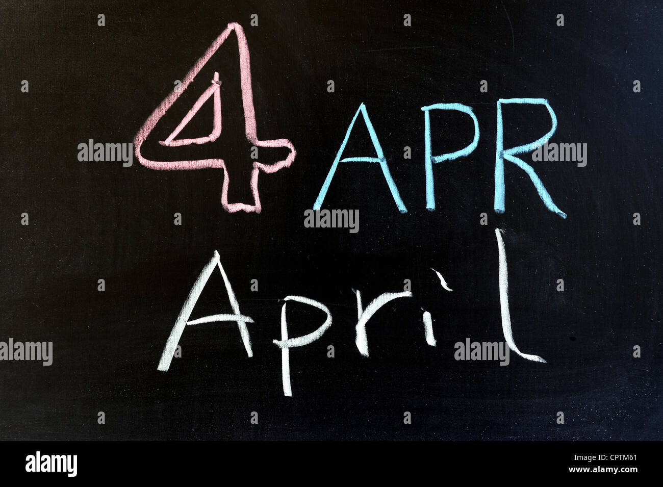Chalk drawing - April words written on chalkboard Stock Photo - Alamy