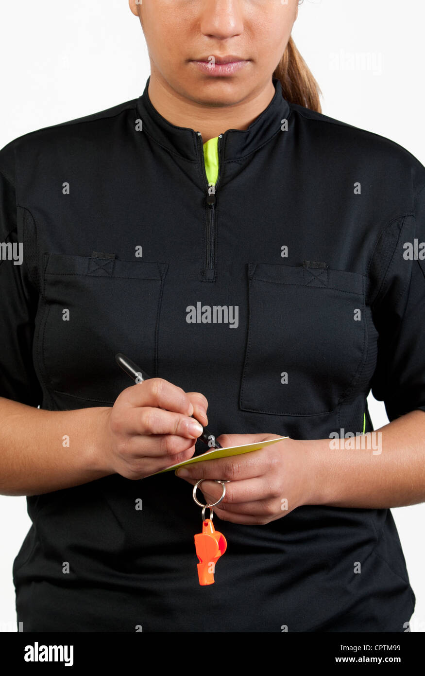 female referee showing the red card Stock Photo - Alamy