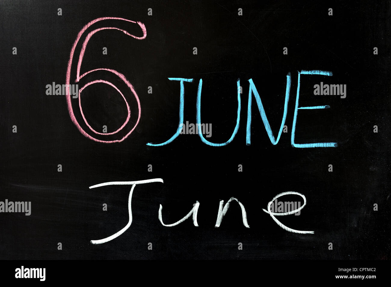 Chalk drawing - June words written on chalkboard Stock Photo - Alamy
