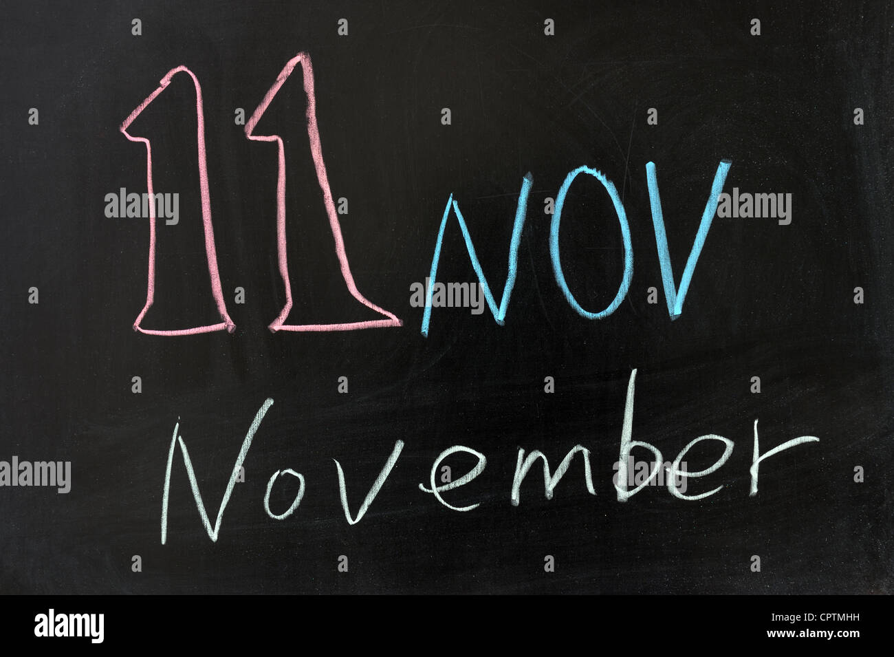Chalk drawing - November words written on chalkboard Stock Photo - Alamy