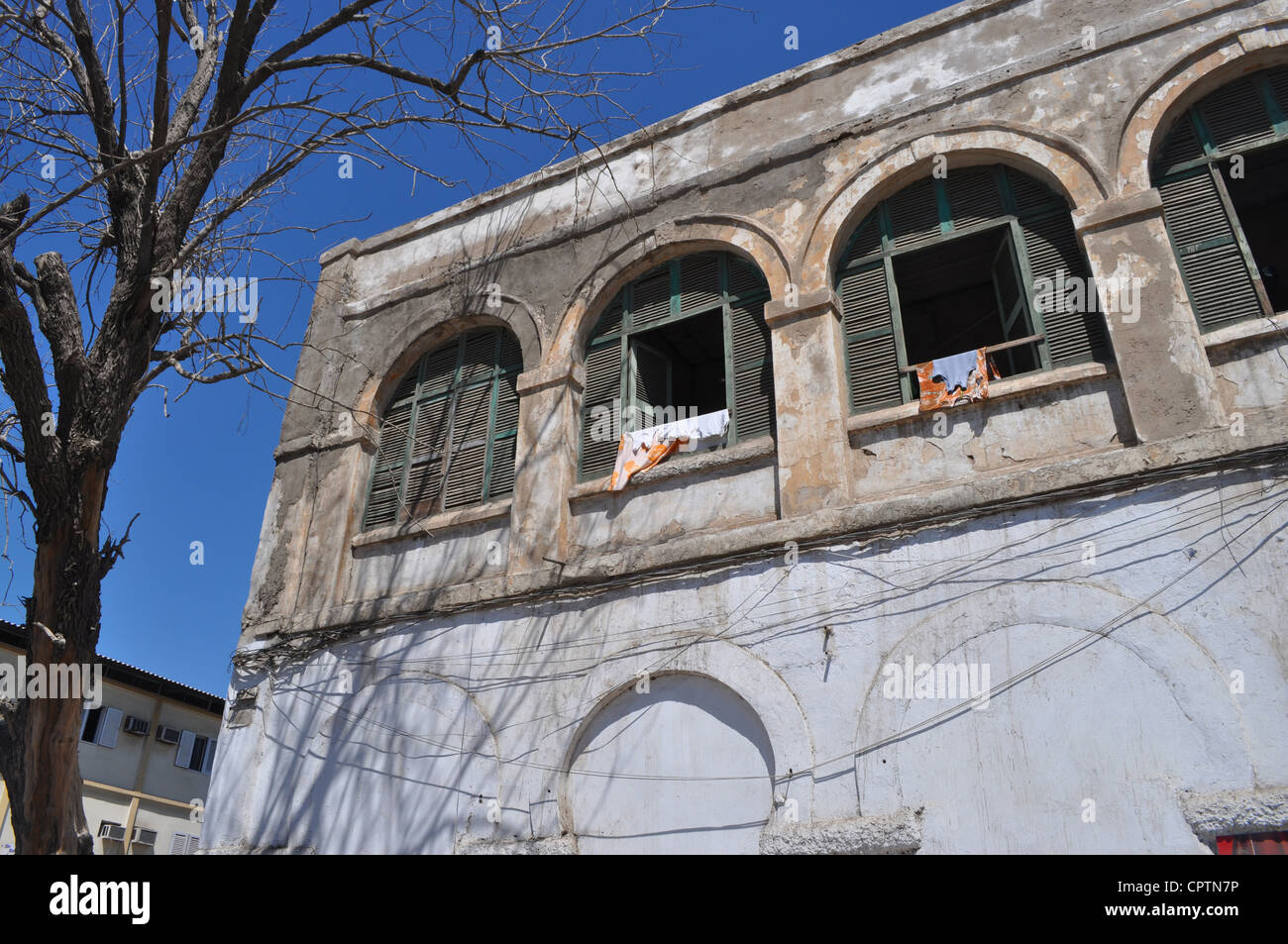 Historic building with apartments over shops in Djibouti City, Djibouti ...