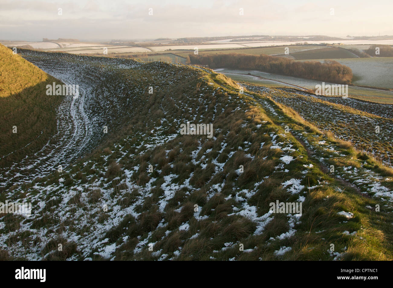 Maiden Castle, near Dorchester in Dorset, is the largest Iron Age hill ...