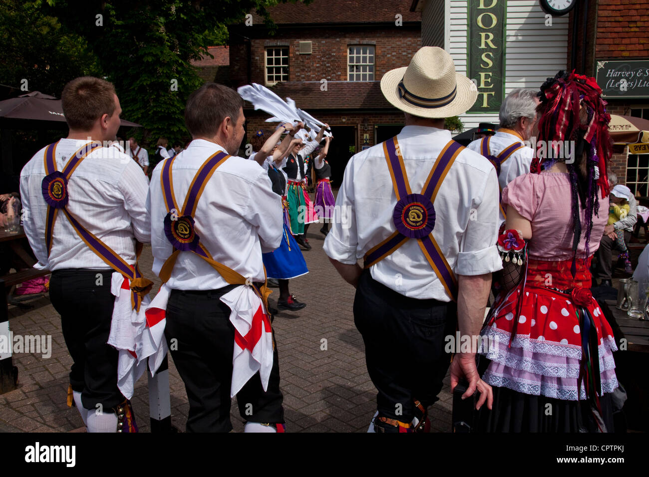 Brighton Morris Men Performing Outside The Dorset Pub in Lewes, Sussex ...