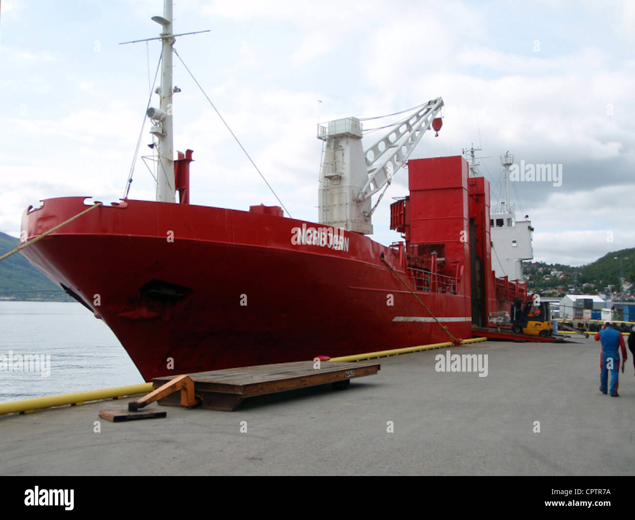 Norbjorn transport vessel in Tromso, Norway. The Norbjorn carried the ...