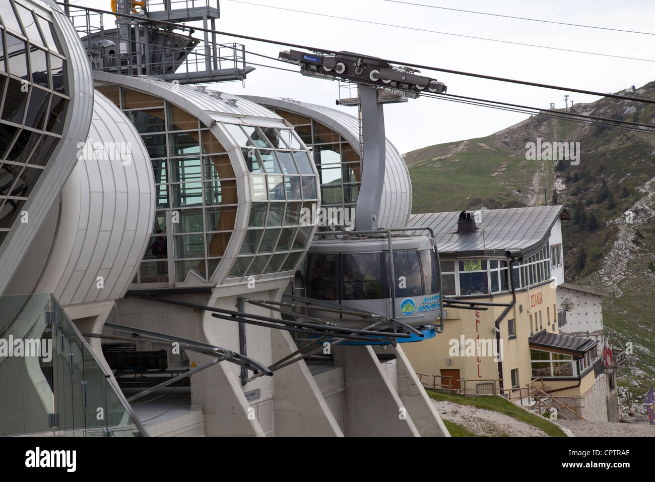 Monte Baldo cable car restaurant and view Malcesine Lake Garda Italy ...