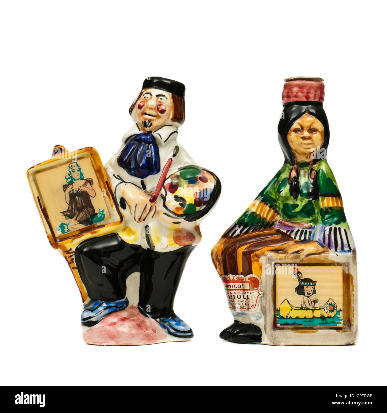 Vintage pair of Italian figural 'flicker' liqueur bottles by Drioli ...