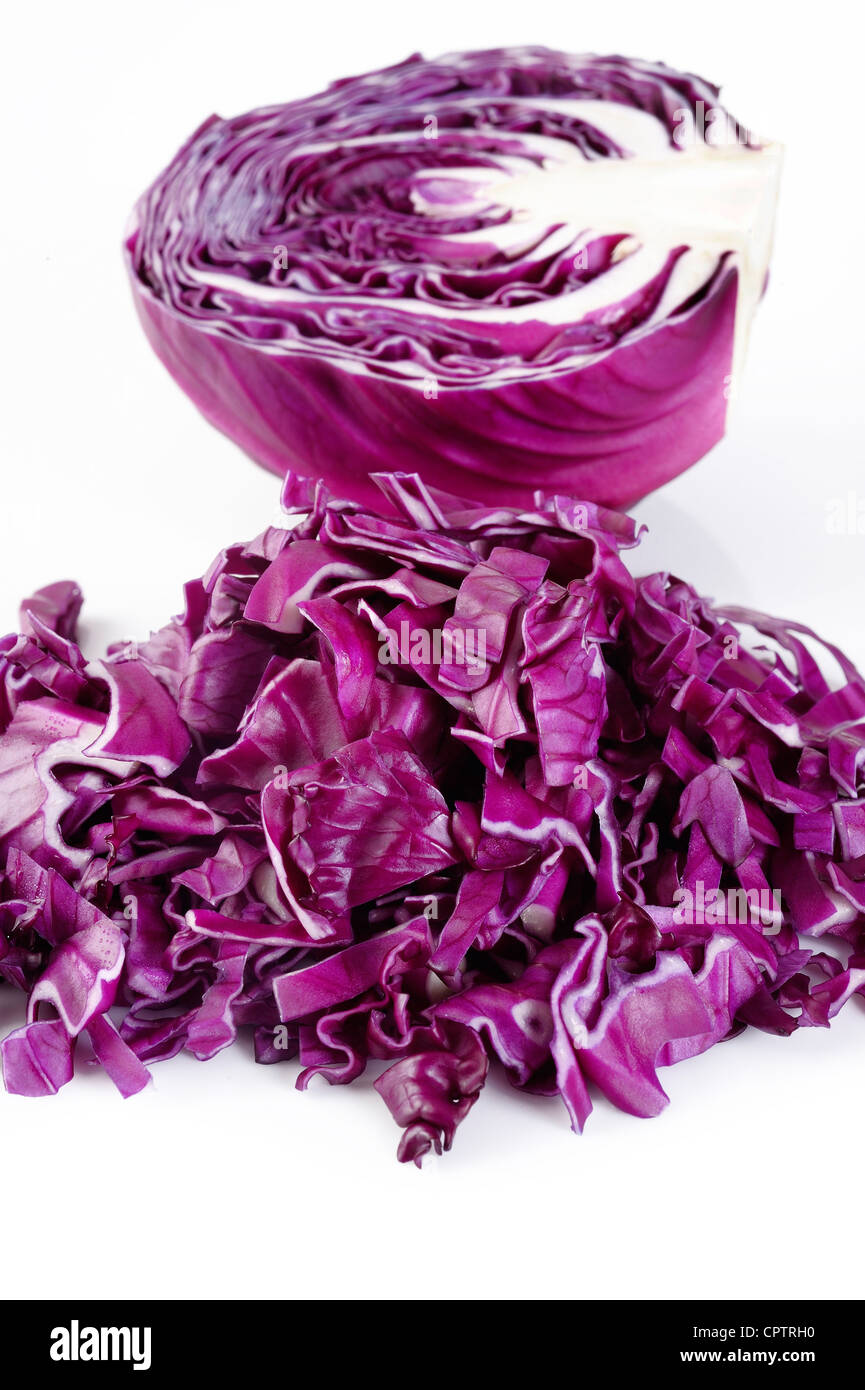cut purple cabbage on white background Stock Photo - Alamy