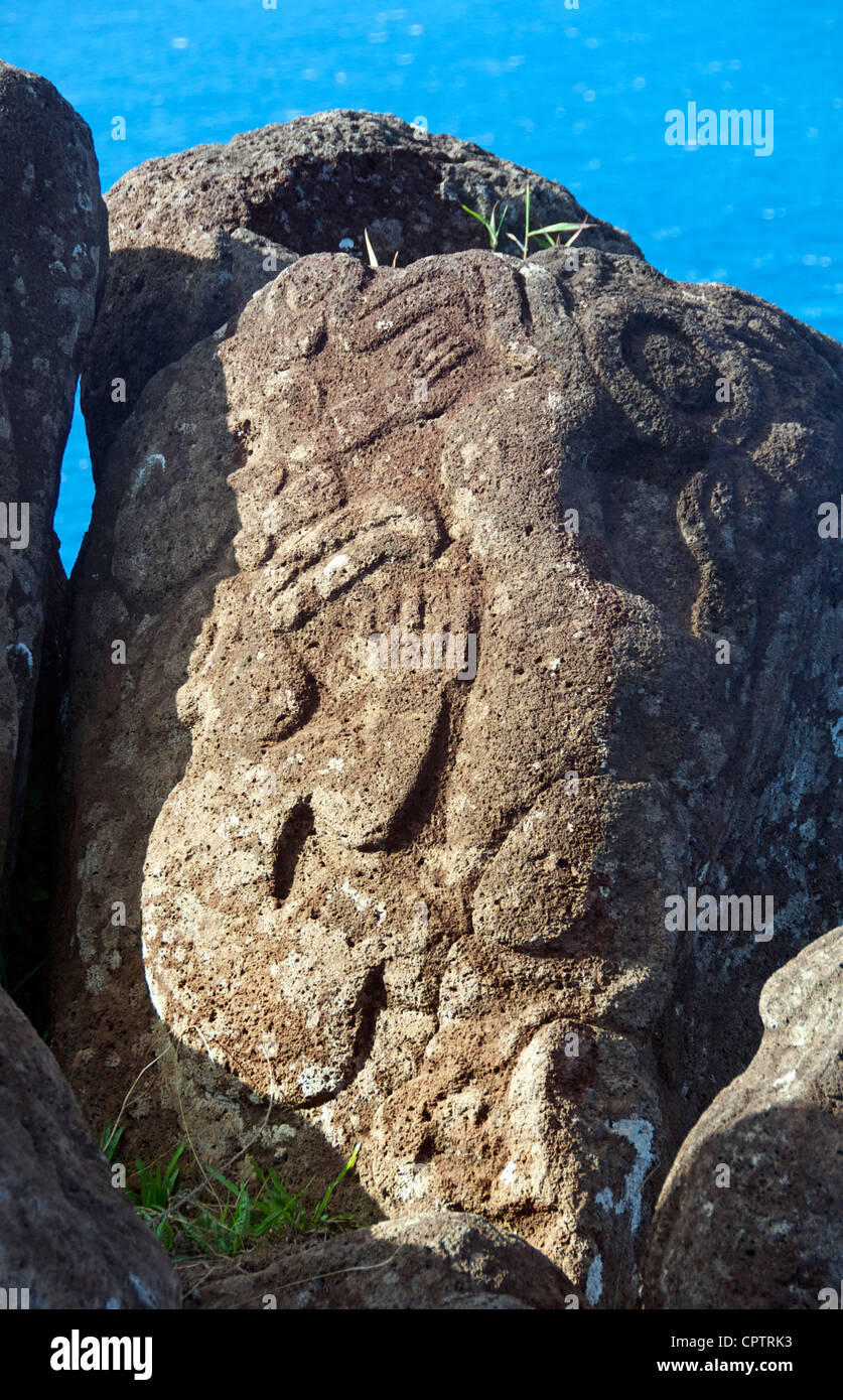 Birdman Petroglyph Orongo Village Easter Island Stock Photo - Alamy