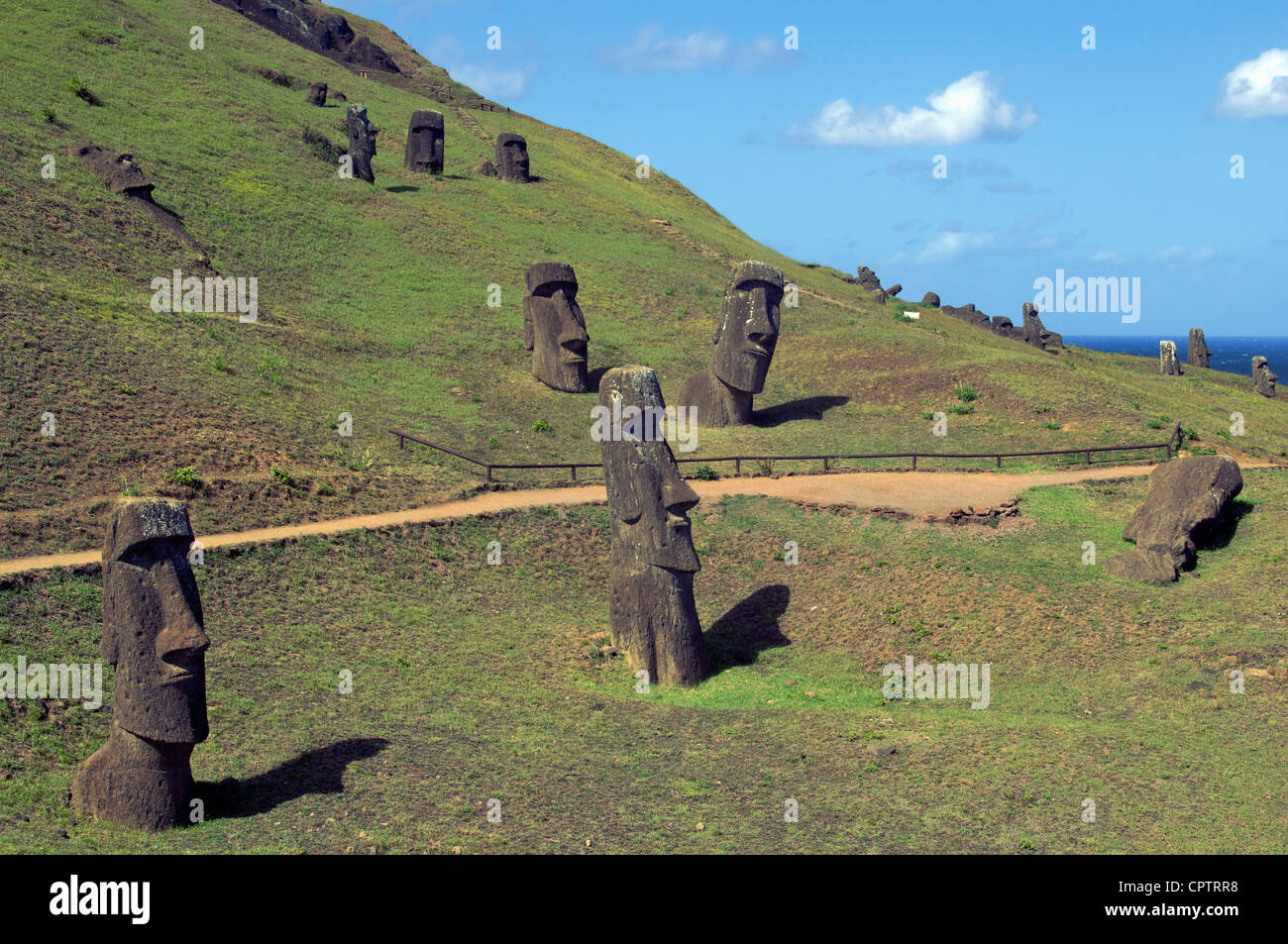 Moai Rano Raraku quarry Easter Island Chile Stock Photo - Alamy