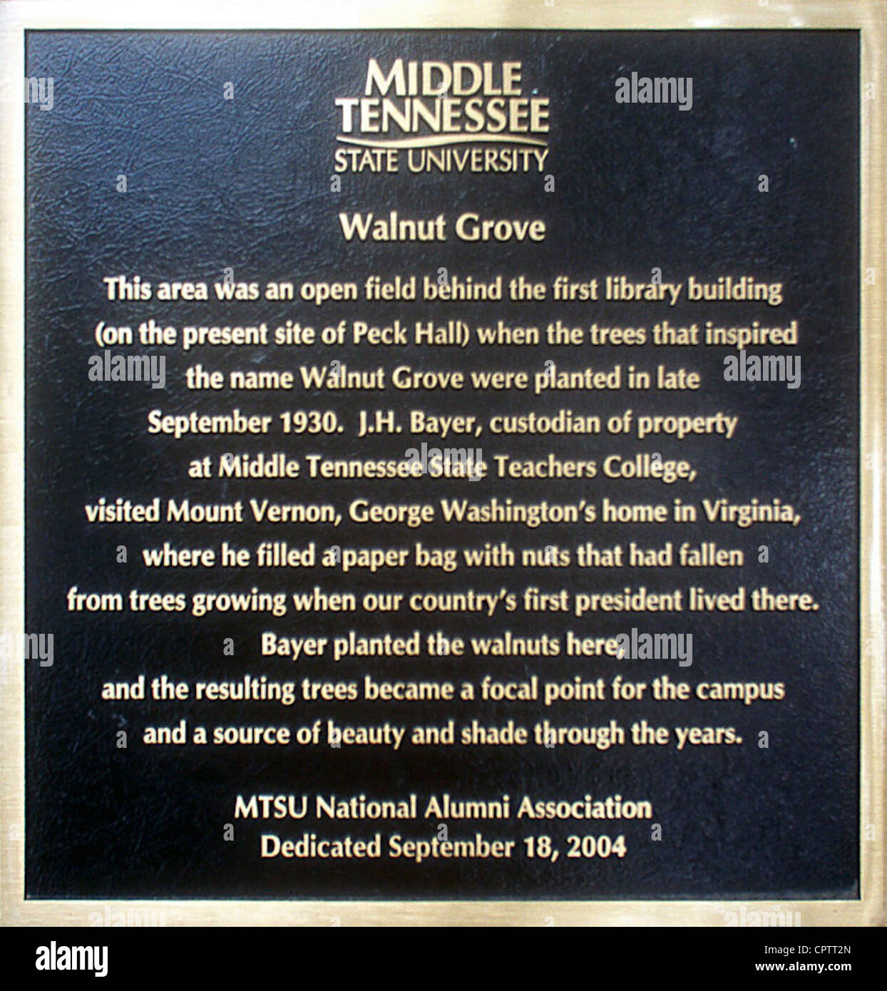 Plaque describing the history of Walnut Grove on the campus of Middle ...