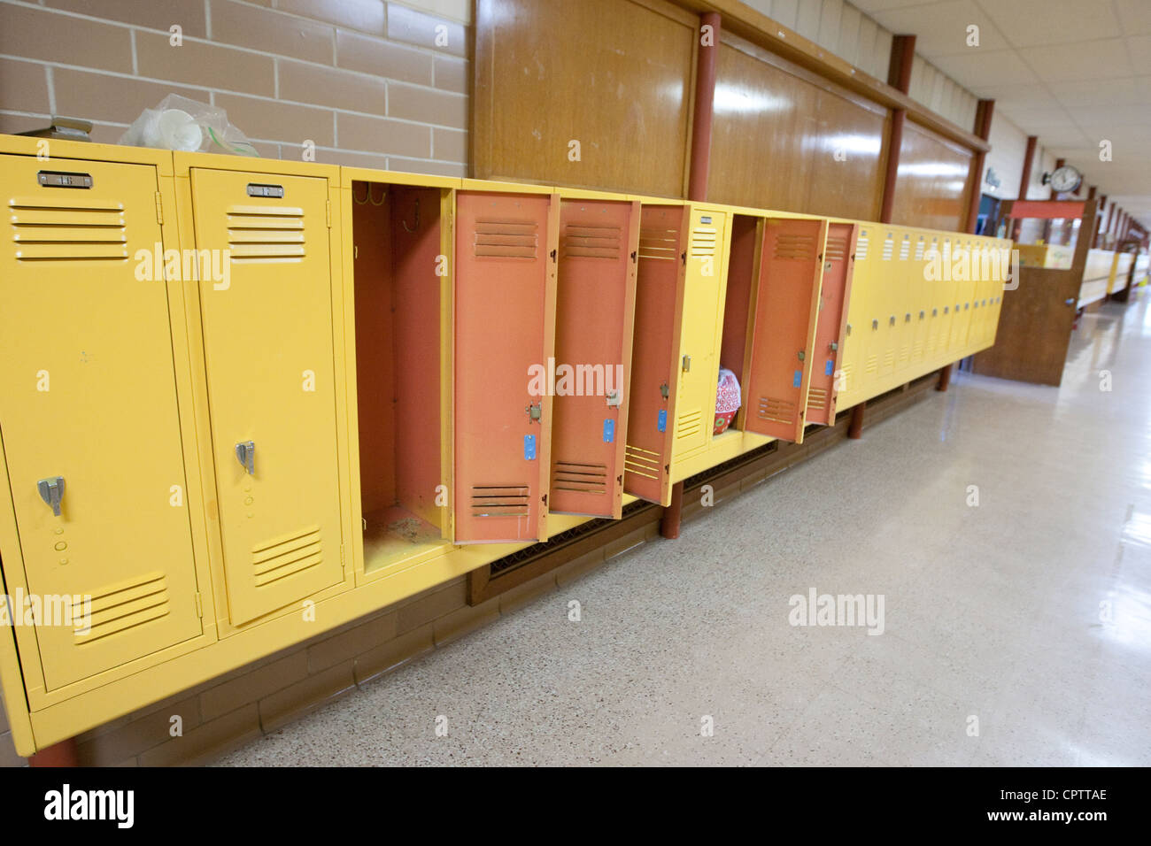 School Hallway With Lockers