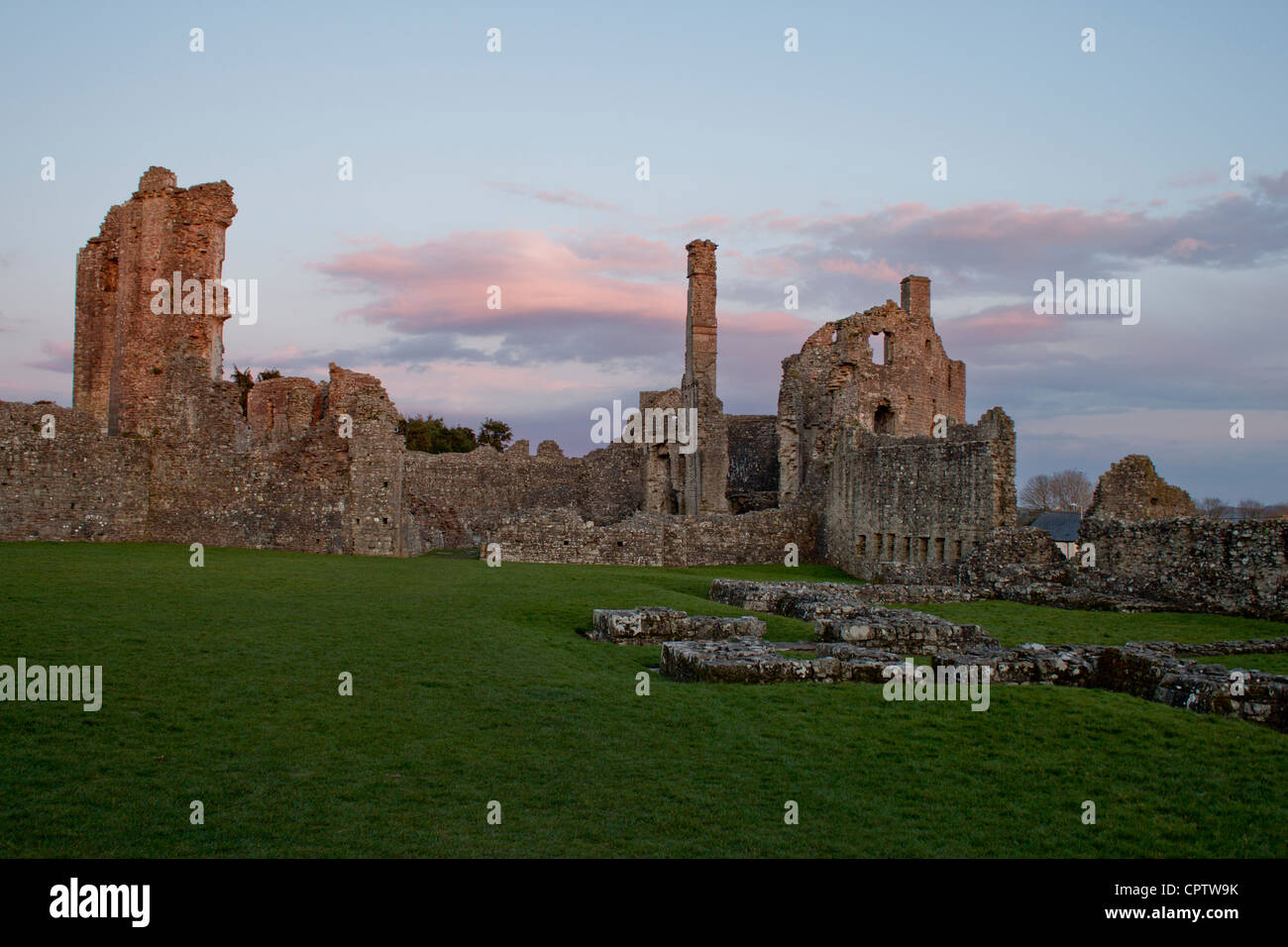 Coity Castle Bridgend sunset keep Stock Photo - Alamy