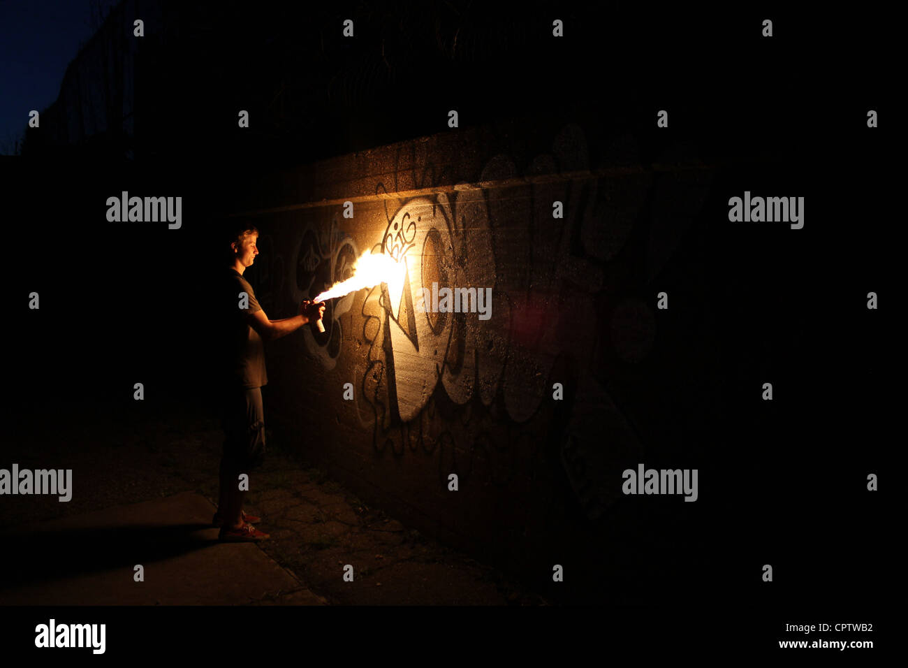 fire on graffiti Stock Photo - Alamy