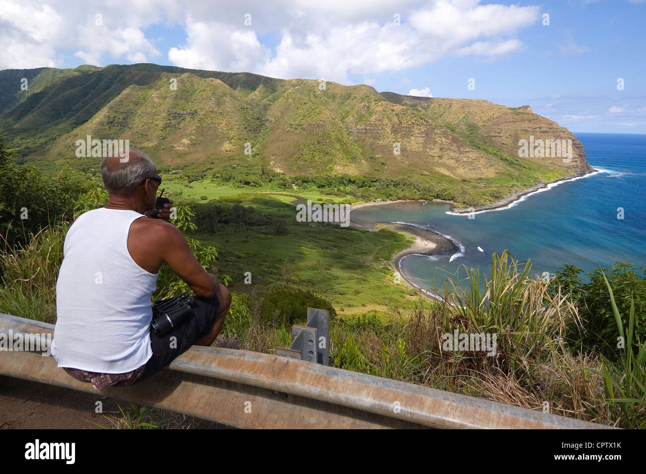 Elk284-6208 Hawaii, Molokai, Halawa Bay from above Stock Photo - Alamy