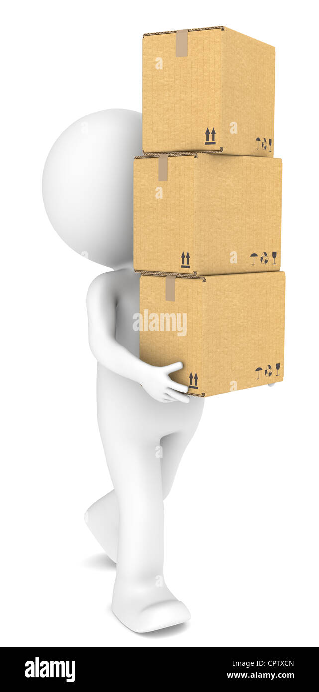 3d people carrying cardboard boxes hi-res stock photography and images ...