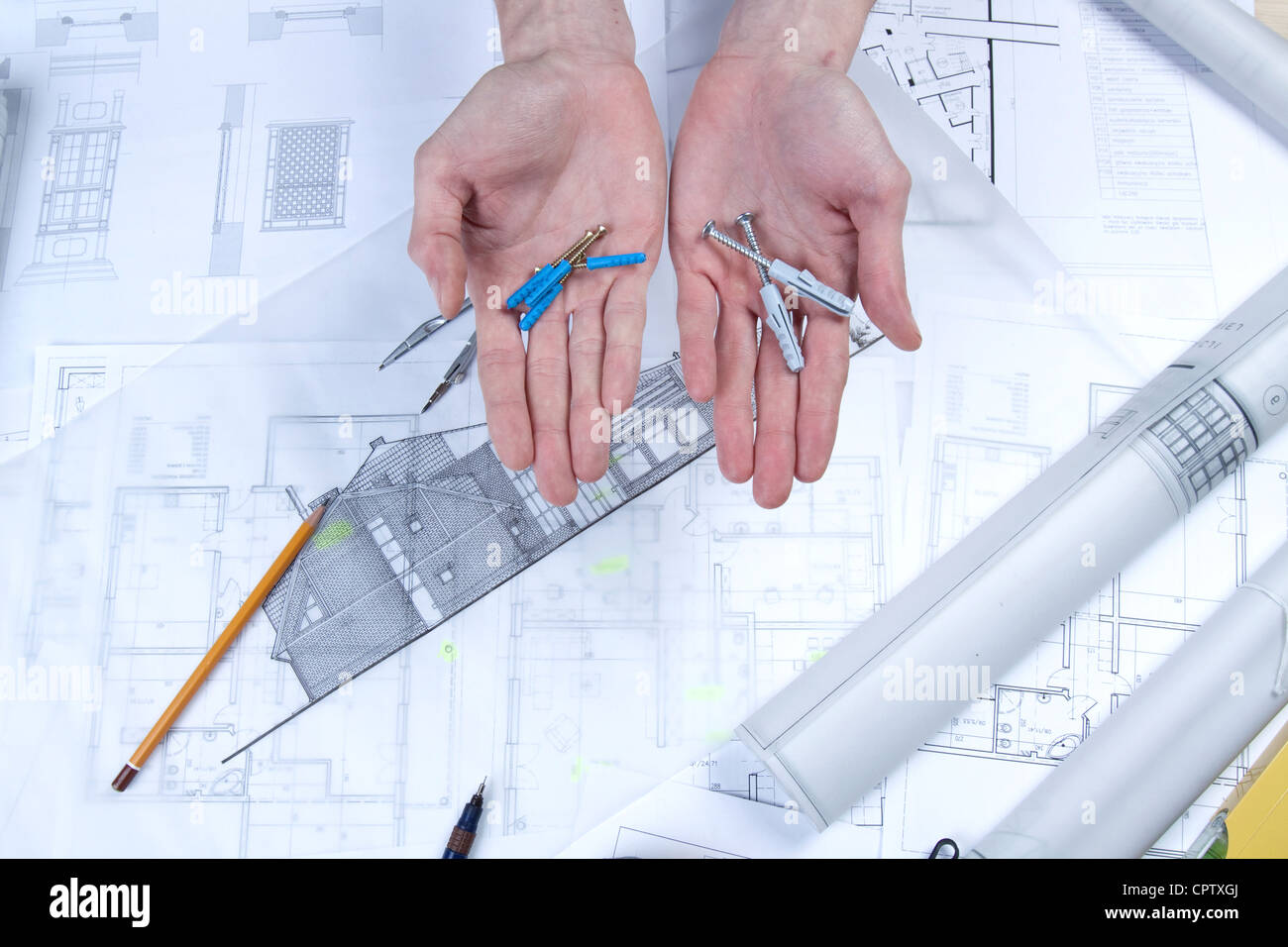 Blueprints and projects of building Stock Photo - Alamy