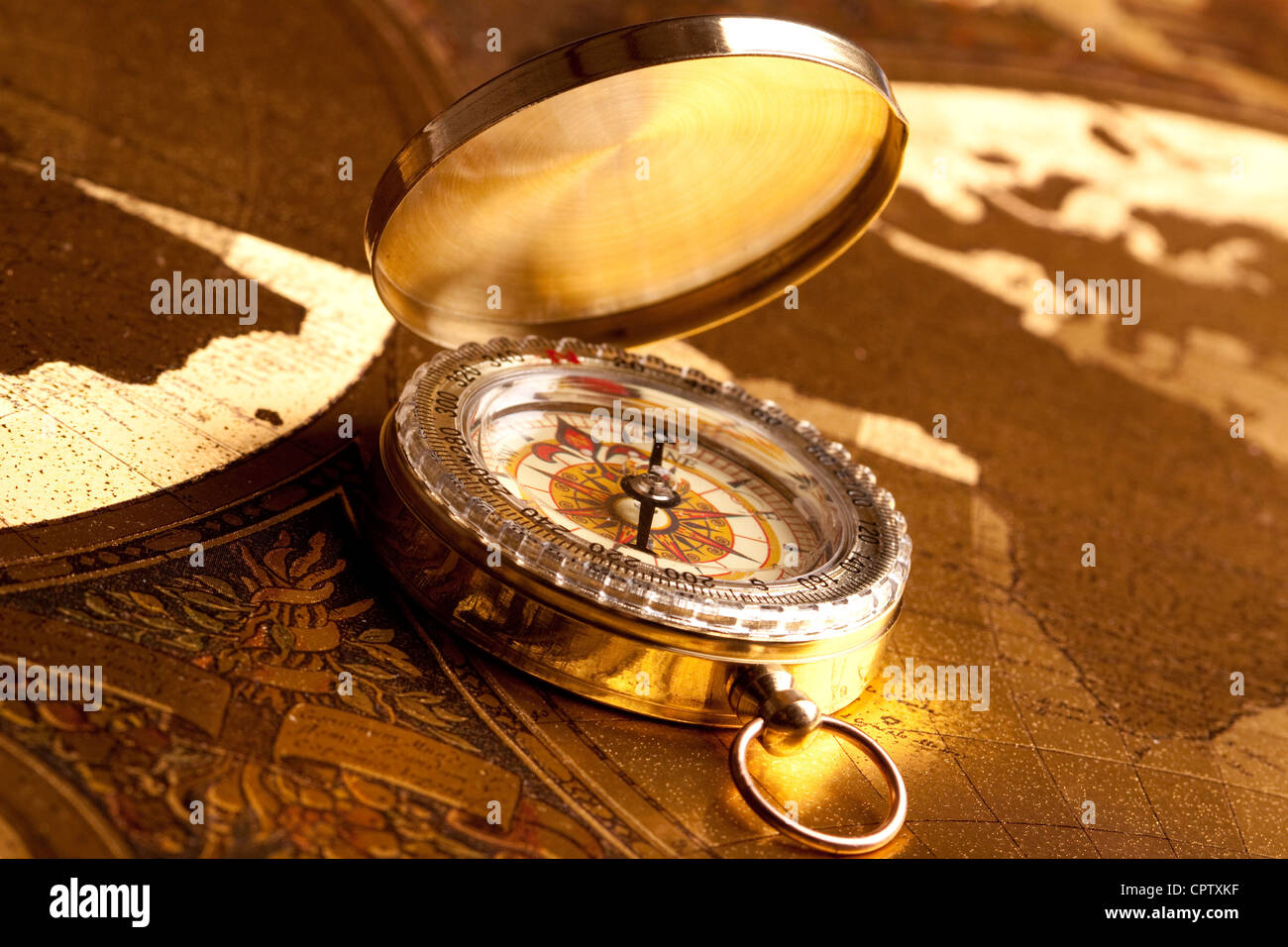 Old letter, map and globe Stock Photo - Alamy