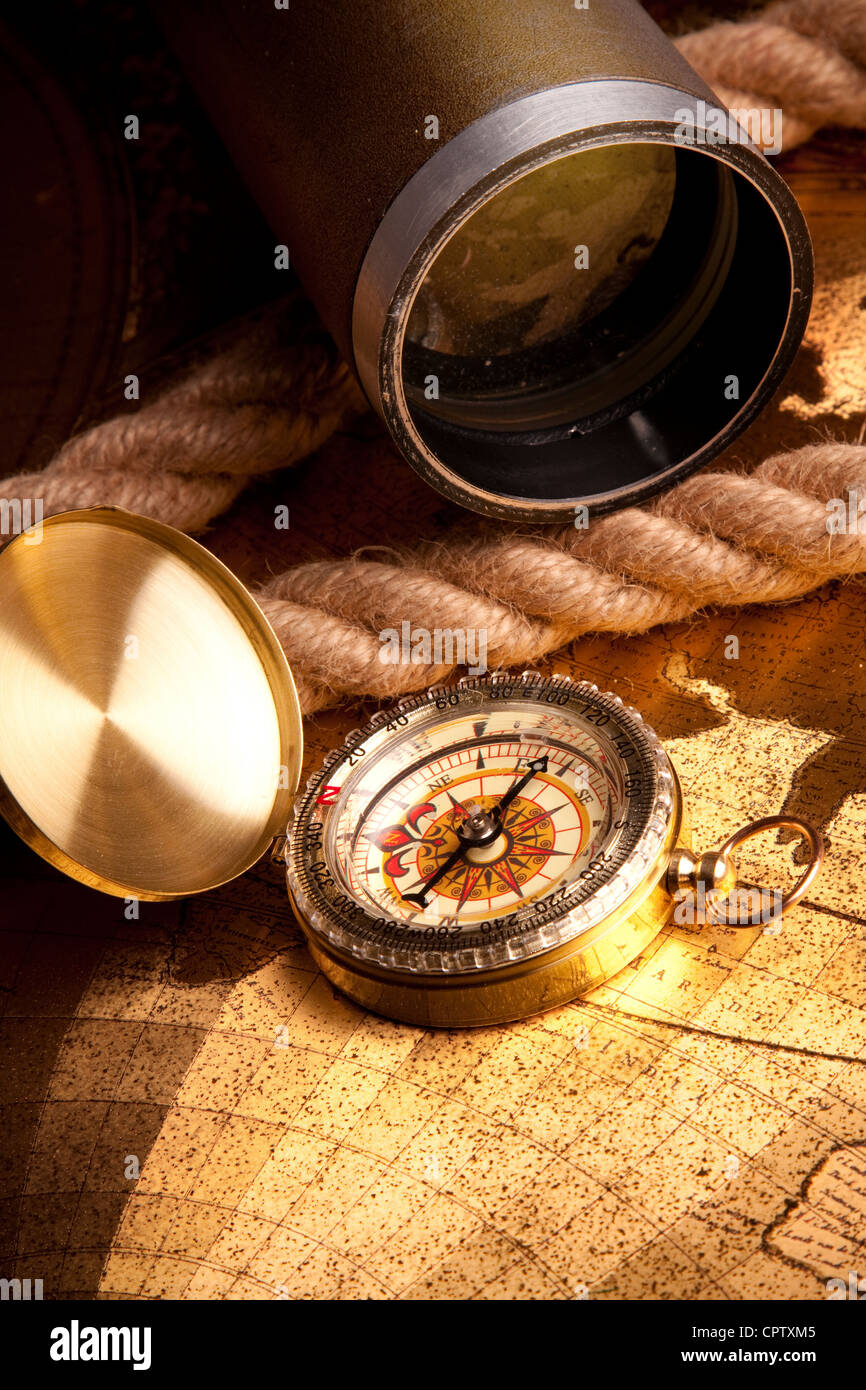 Old letter, map and globe Stock Photo - Alamy
