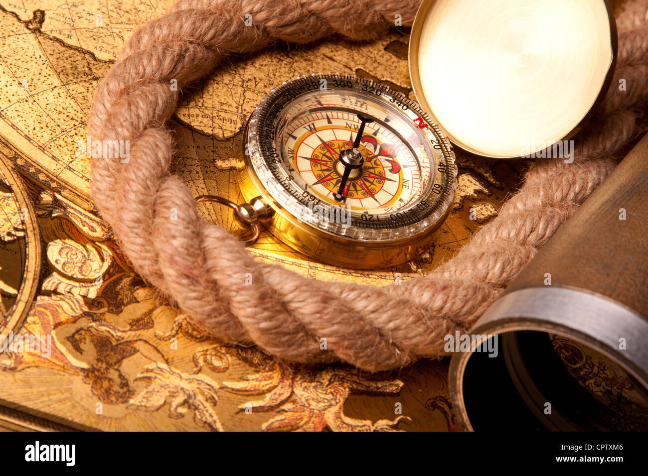 Old letter, map and globe Stock Photo - Alamy
