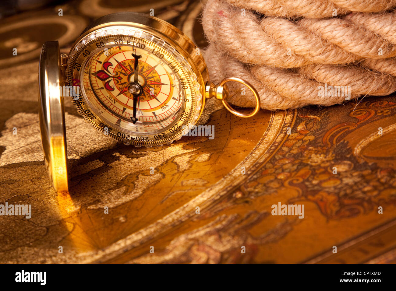 Old letter, map and globe Stock Photo - Alamy