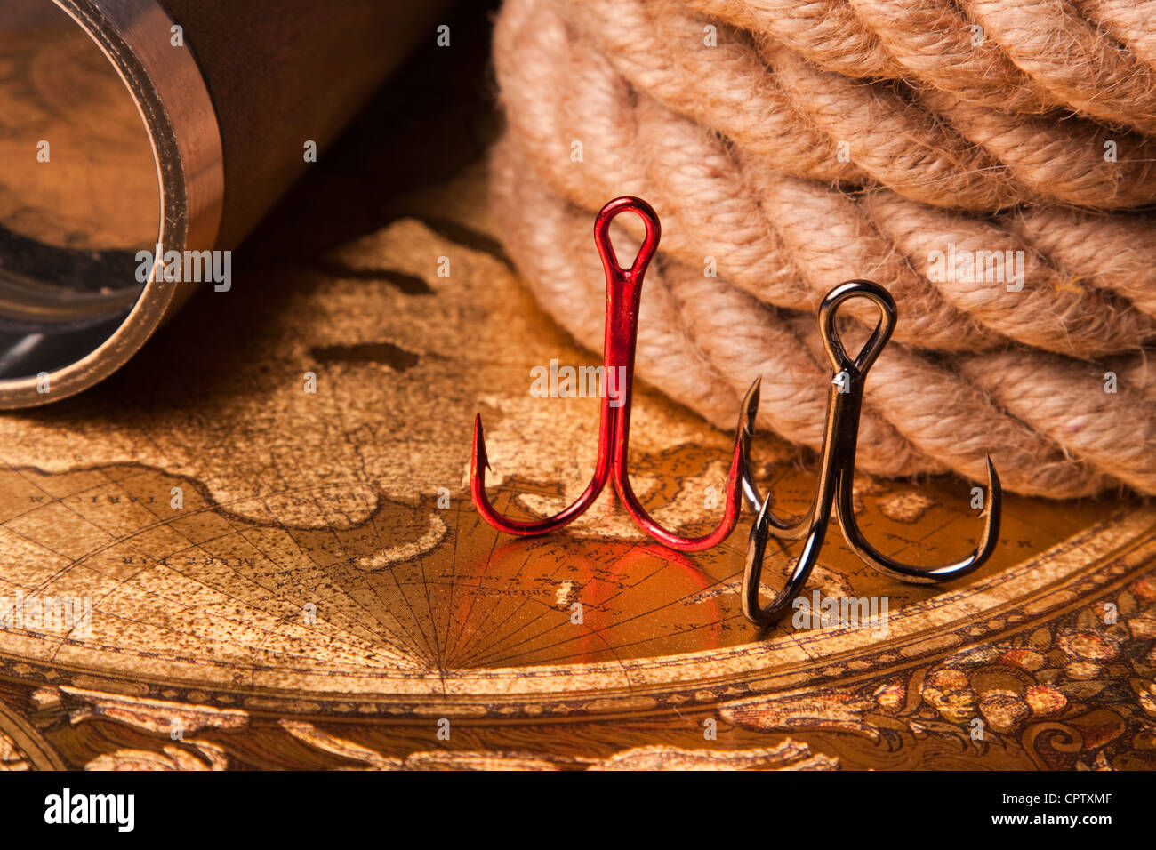 Old letter, map and globe Stock Photo - Alamy