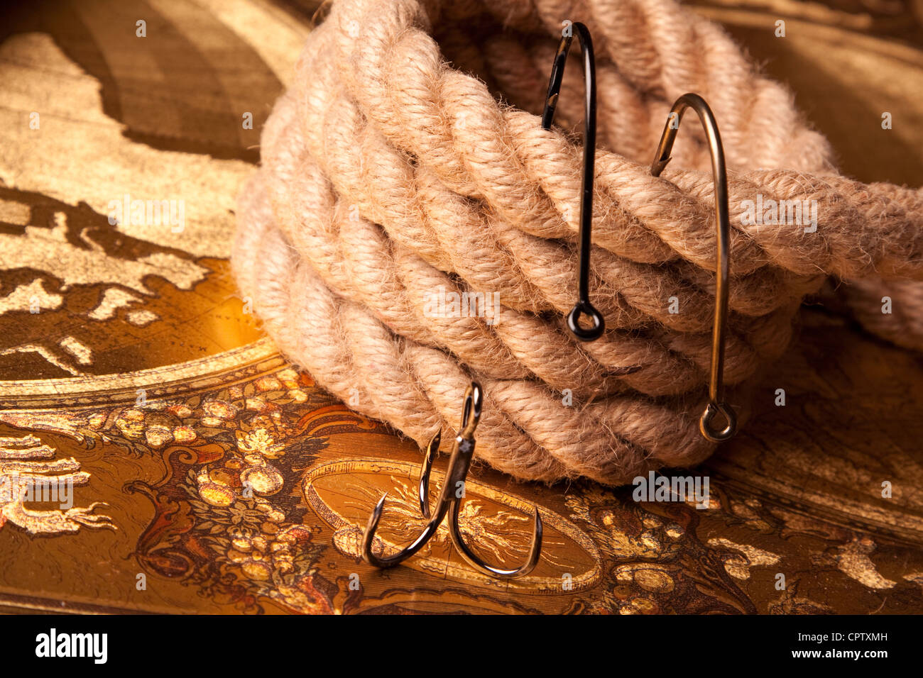 Old letter, map and globe Stock Photo - Alamy