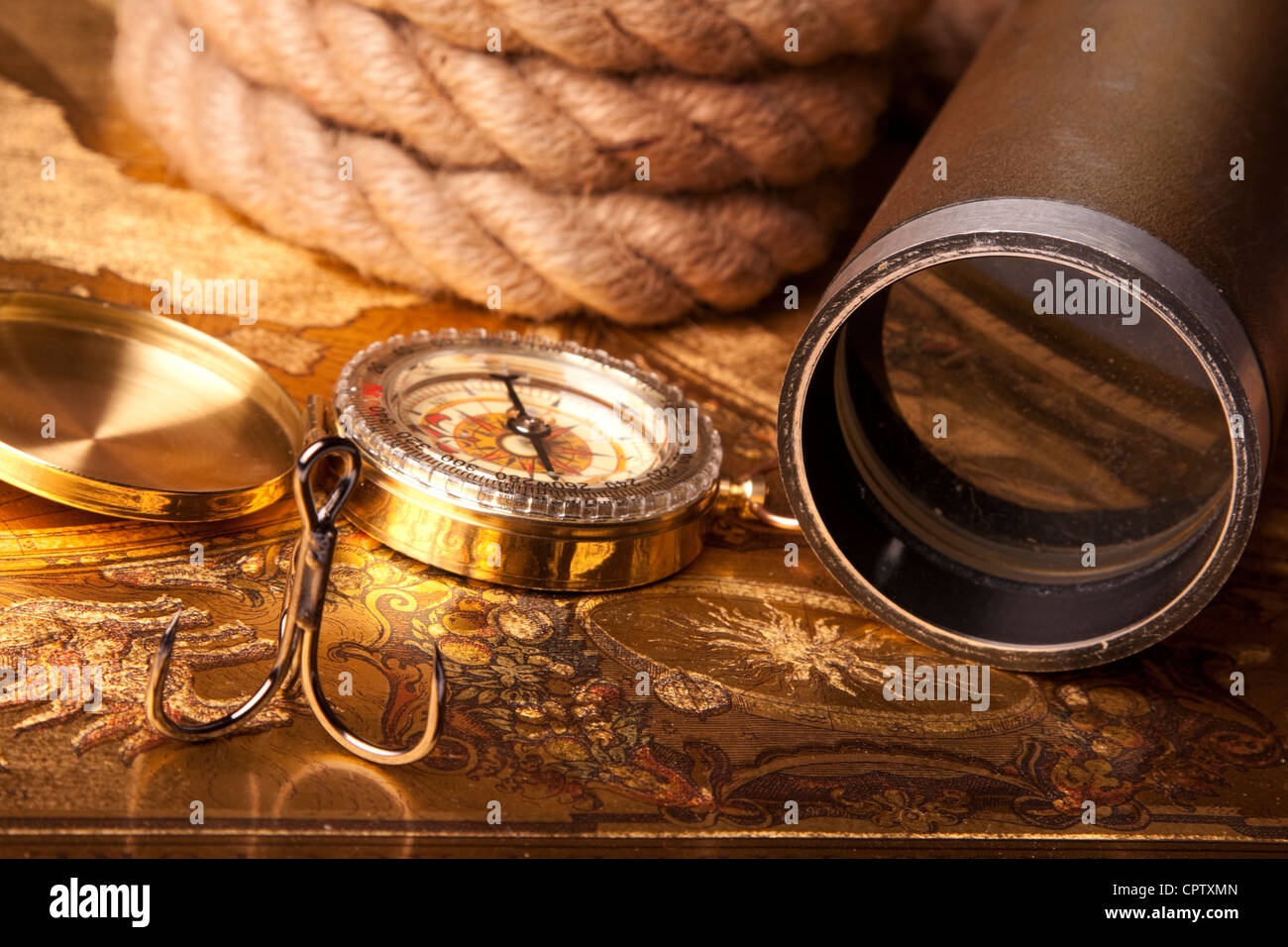 Old letter, map and globe Stock Photo - Alamy