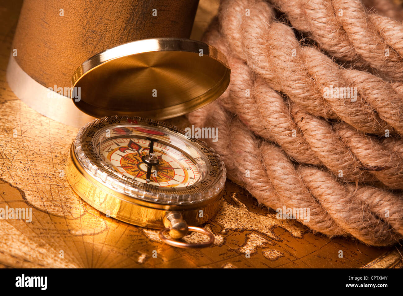 Old letter, map and globe Stock Photo - Alamy