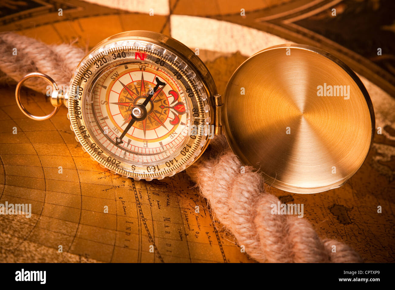 Old letter, map and globe Stock Photo - Alamy