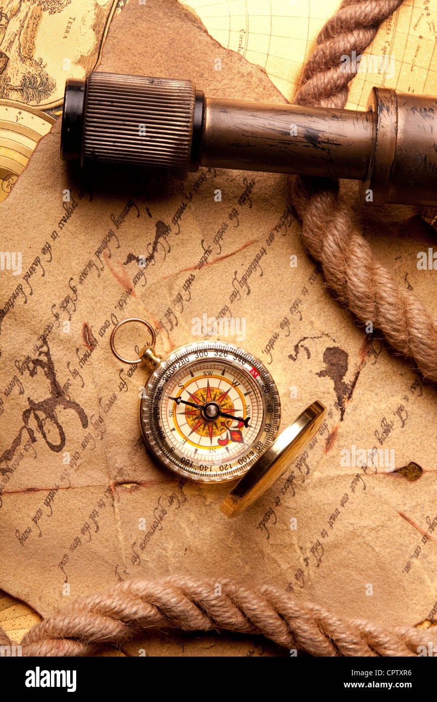 Old letter, map and globe Stock Photo - Alamy