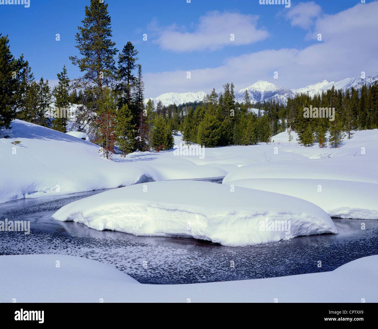 Sawtooth National Recreation Area, ID: Open ice and snow banks on the ...