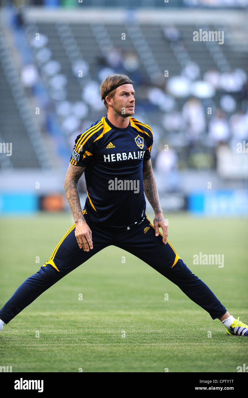David Beckham playing soccer with the Los Angeles Galaxy Stock Photo ...