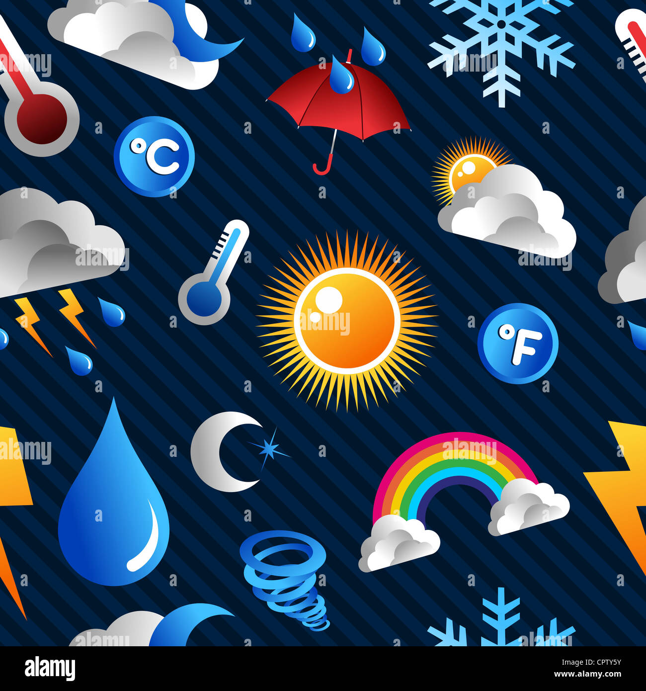 Weather Icons seamless pattern over blue background. Vector file ...