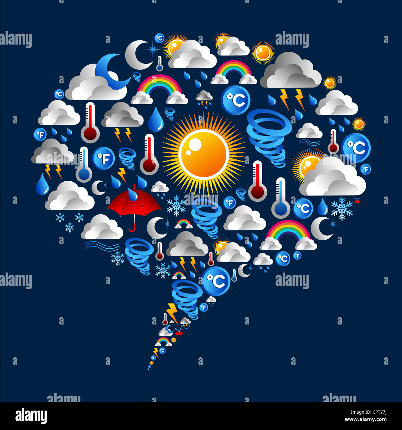 Weather Icons set in social media bubble shape background. Vector file ...