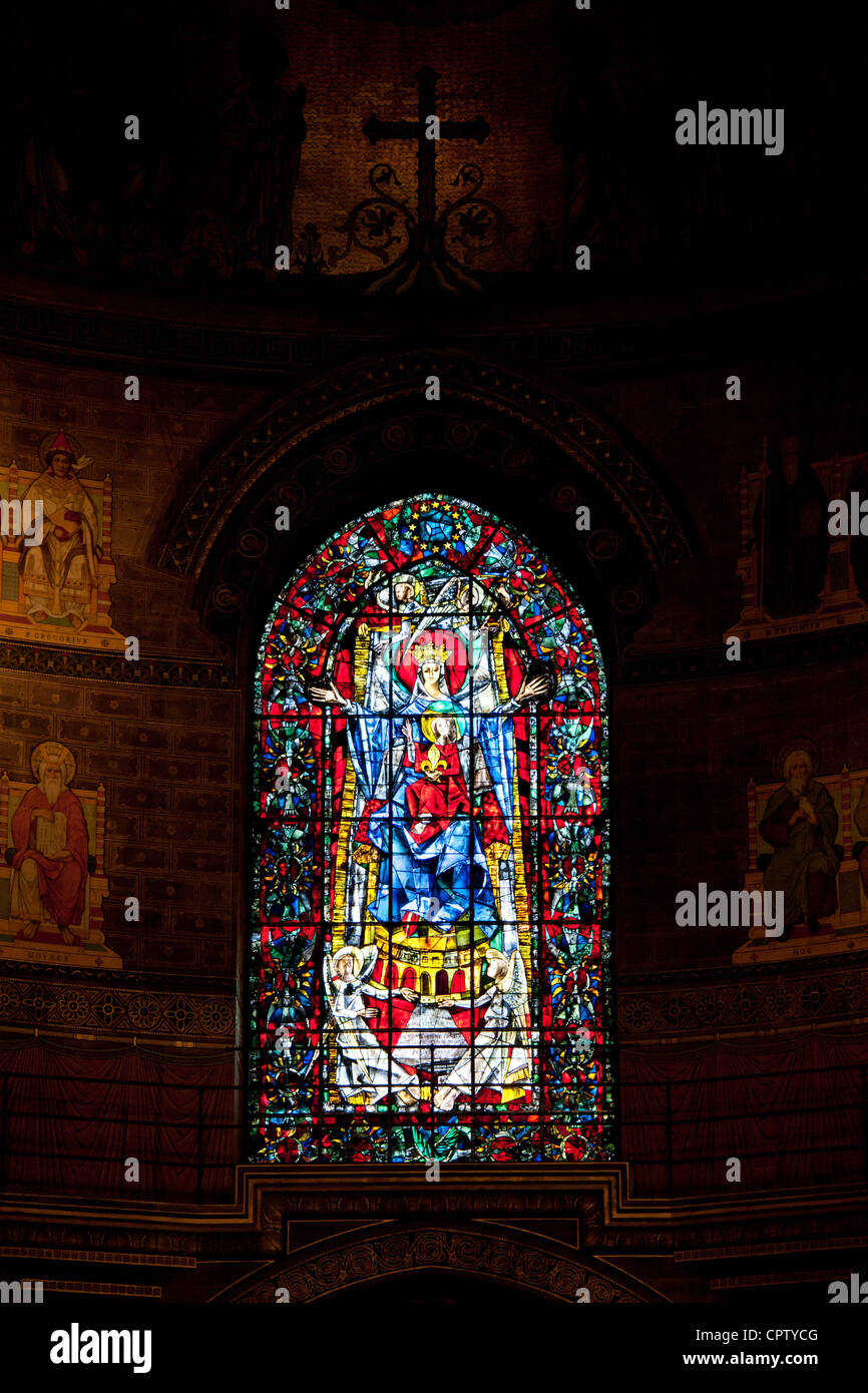 Stained glass window in The Cathedral of Notre Dame, Our Lady, at ...