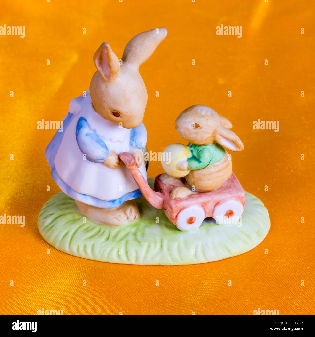 Porcelain figurine, mother and baby rabbit Stock Photo - Alamy