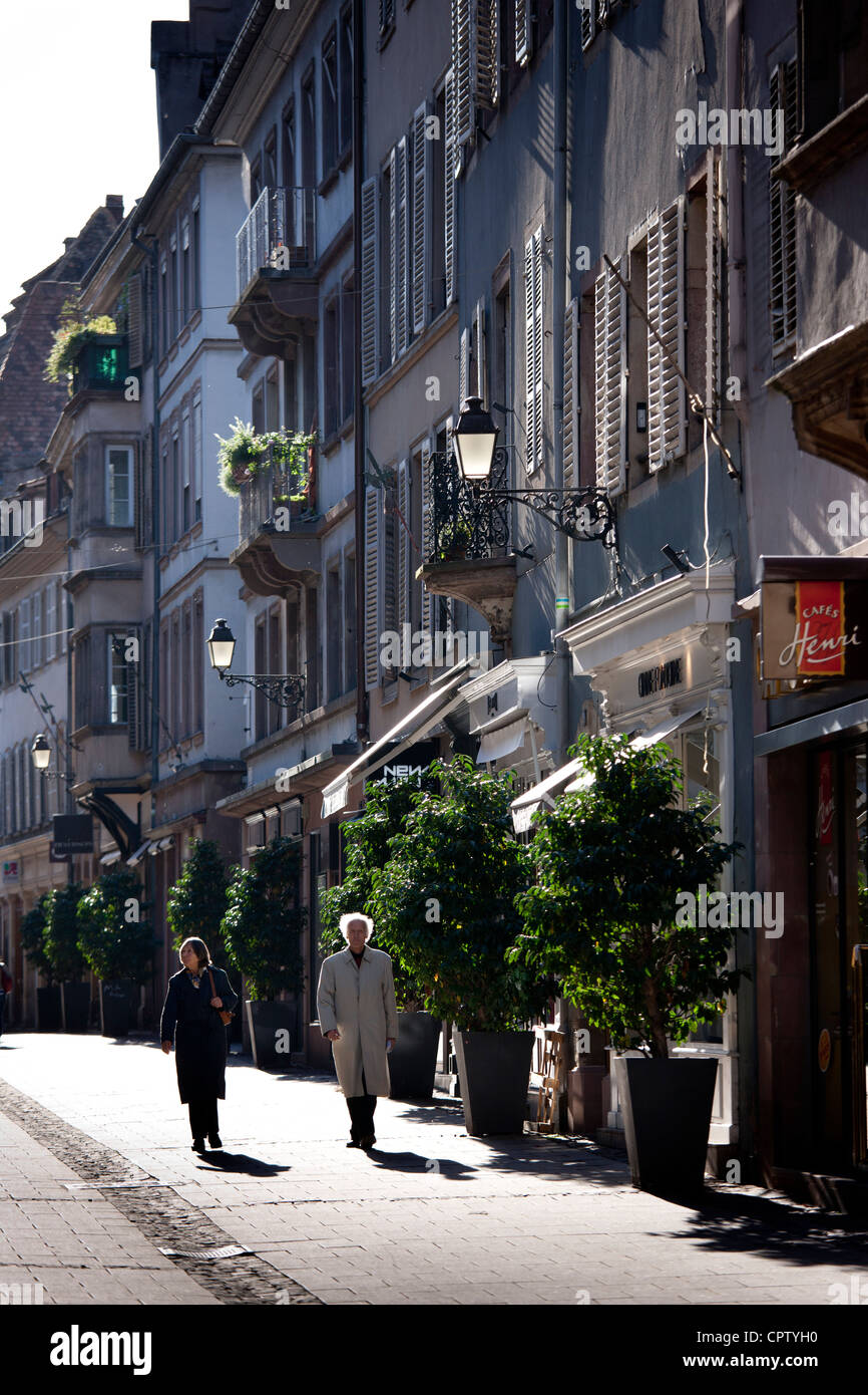 Shopping street in the old part of Strasbourg, Alsace, France Stock ...