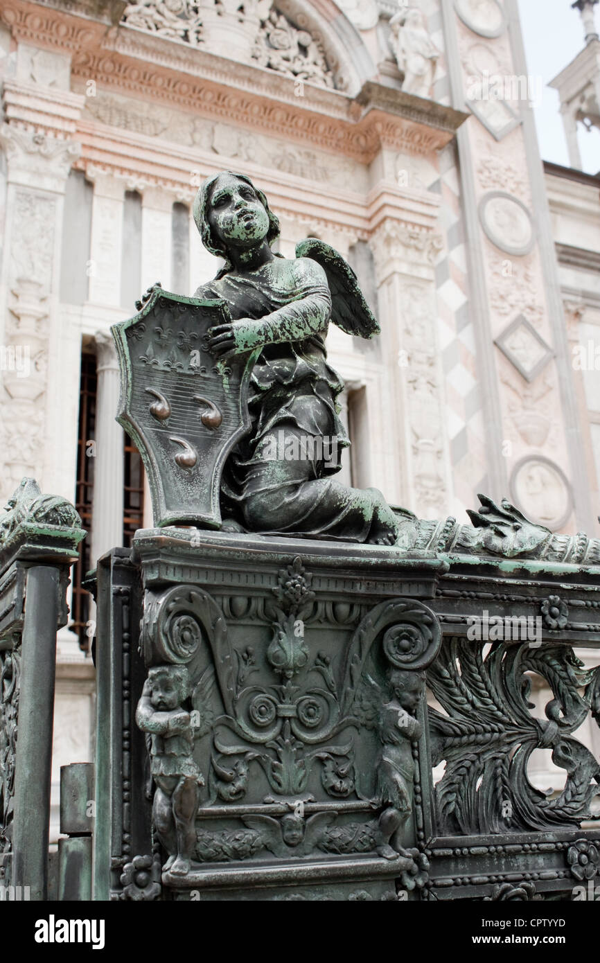 Angel holding a shield with Colleoni Coat of Arms as a decoration of ...