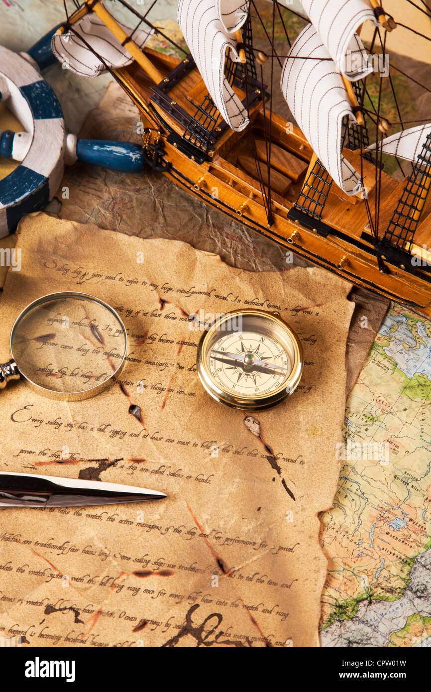 Old vingate navigation equipment Stock Photo - Alamy