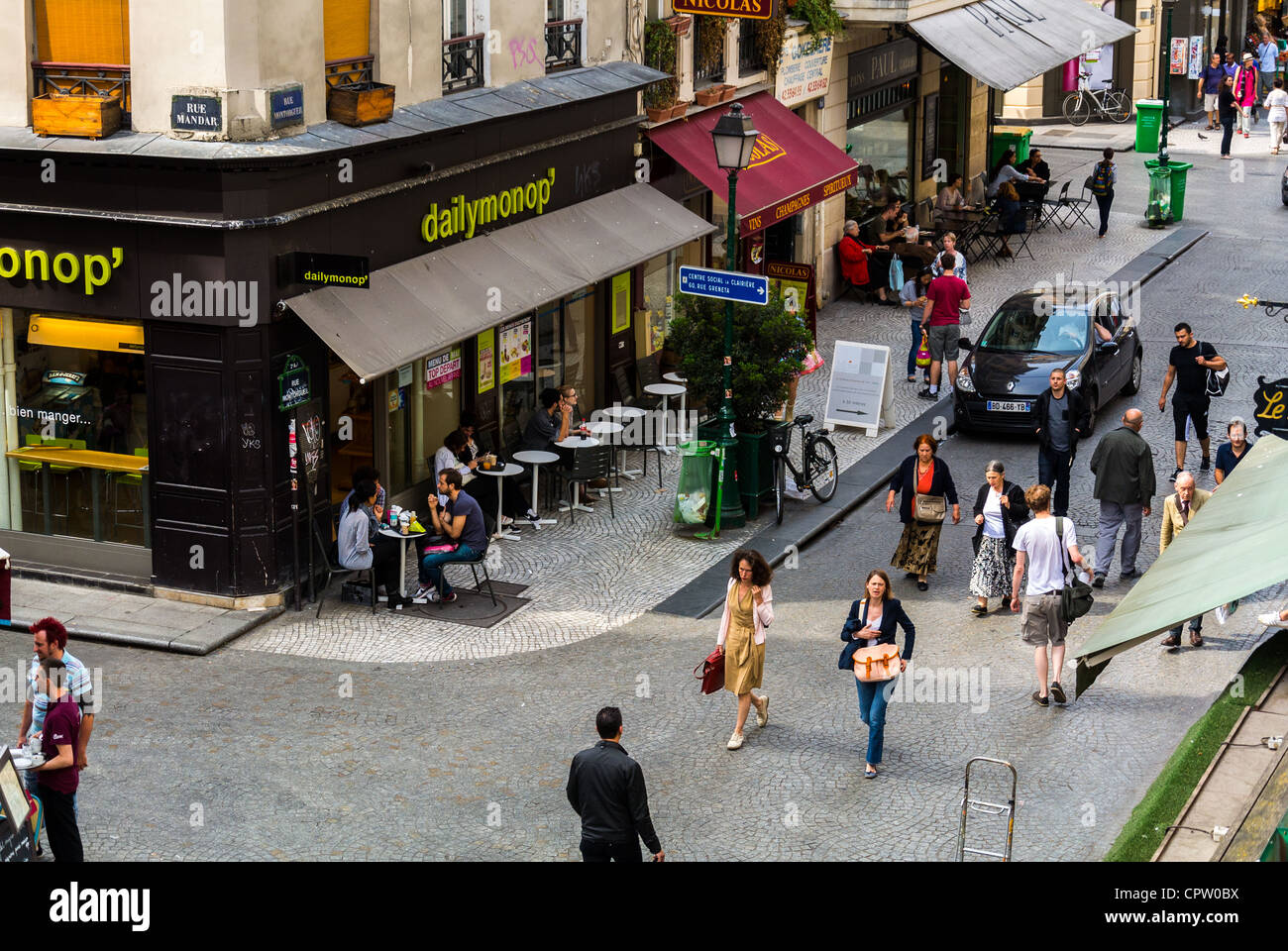 Paris, France, High Angle Aerial View of People Walking on Pedestrian ...