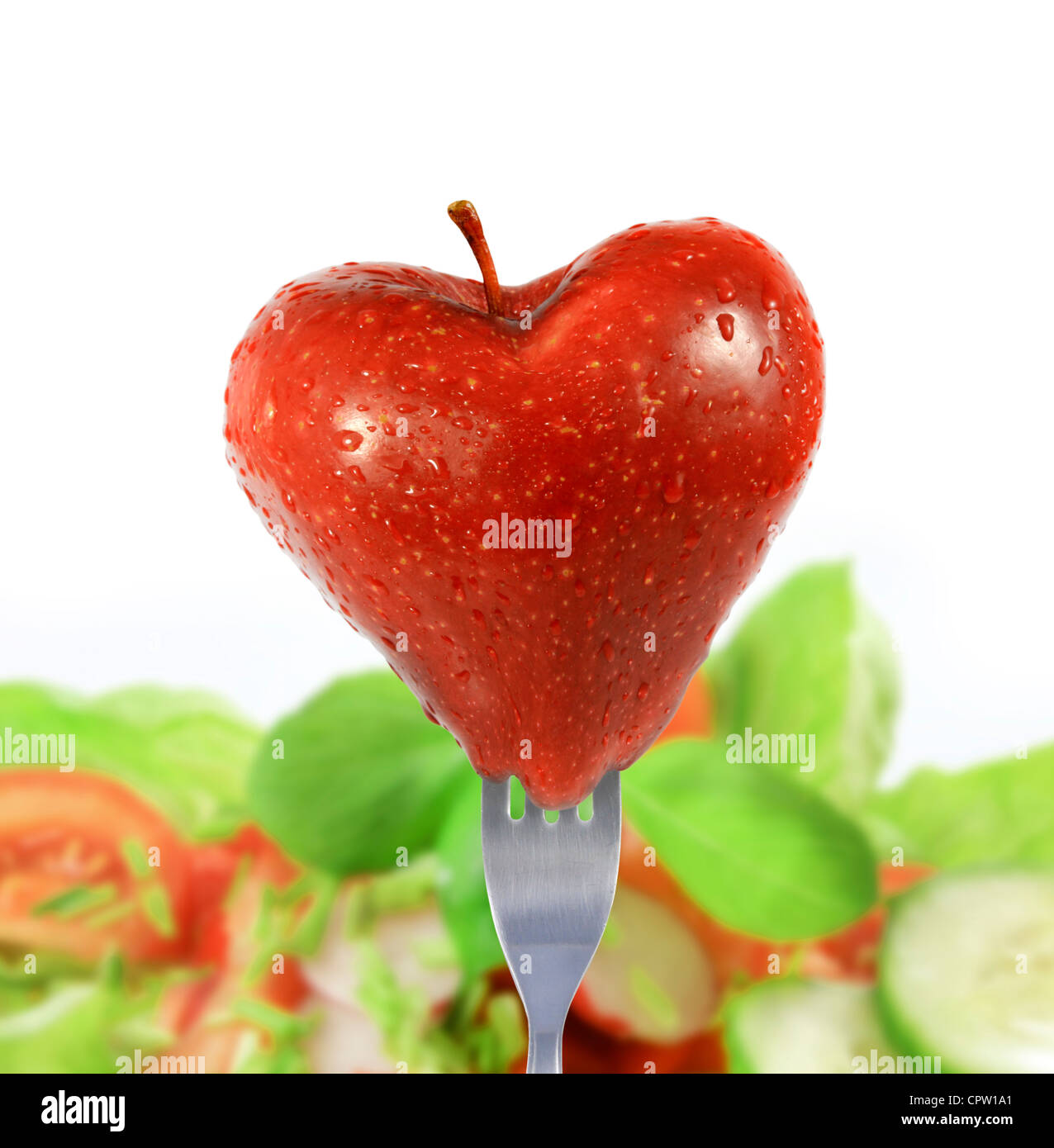 Healthy diet vegetables and fruit concept with apple heart shape Stock ...