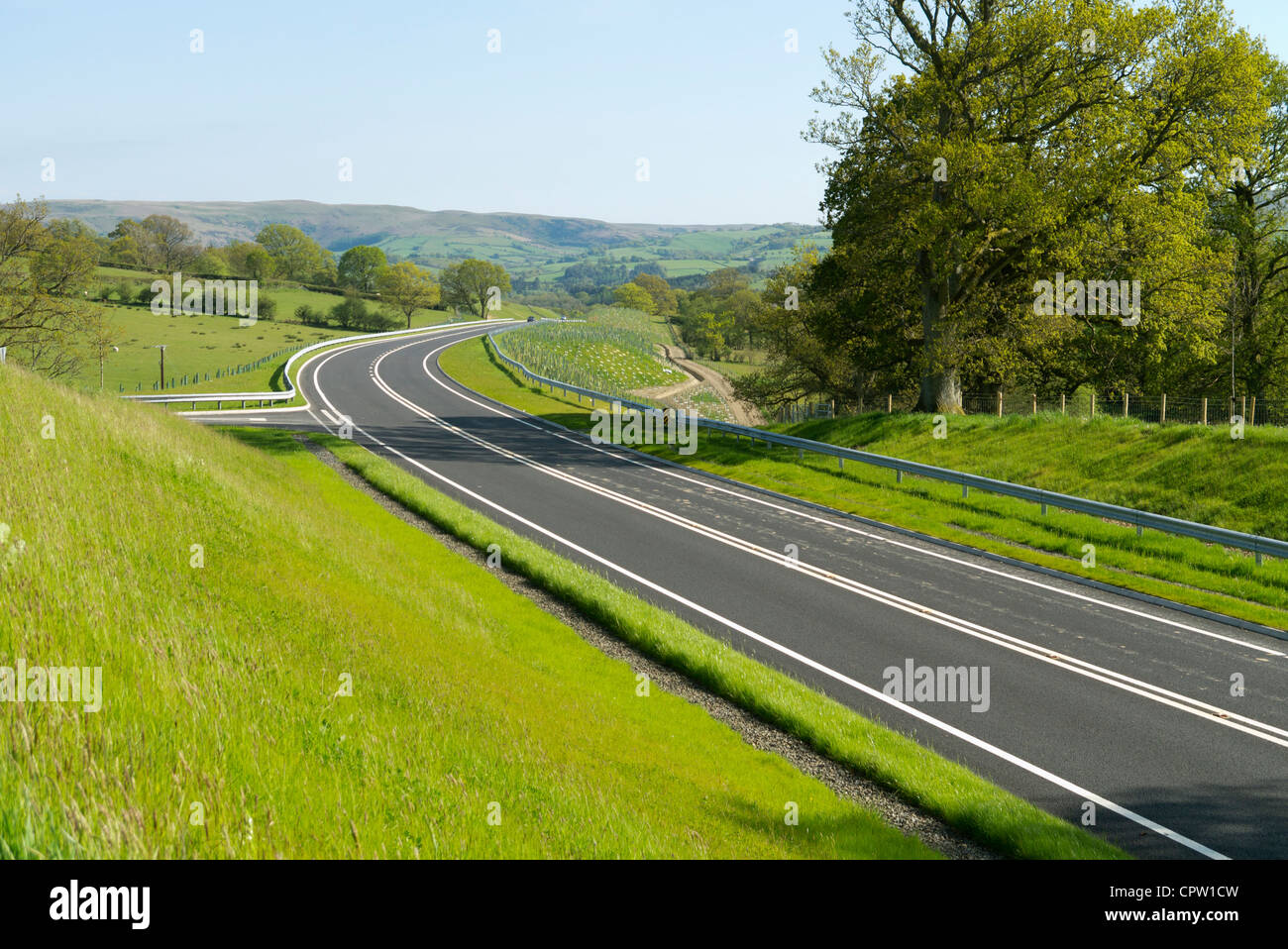Part of the new improved section of the A470 near Newbridge on Wye ...