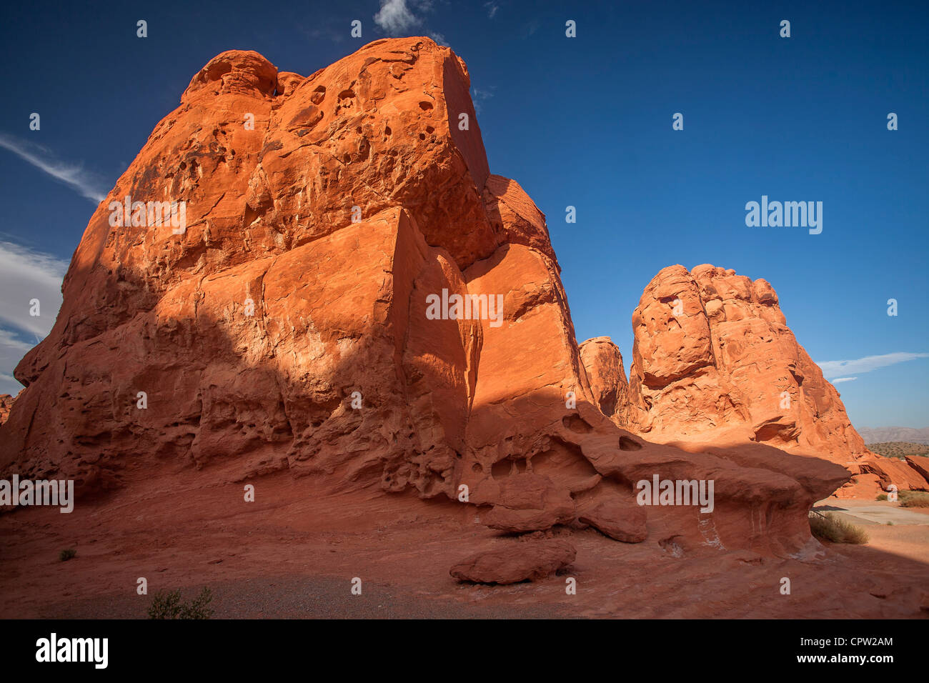 red rock cliff in Valley of Fire with blue sky background Stock Photo ...
