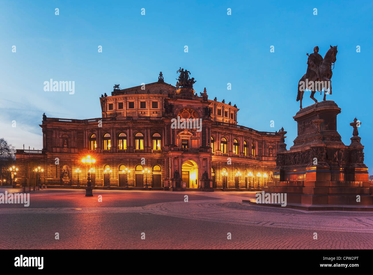 View over the Theater square to the Semper Opera House and the ...