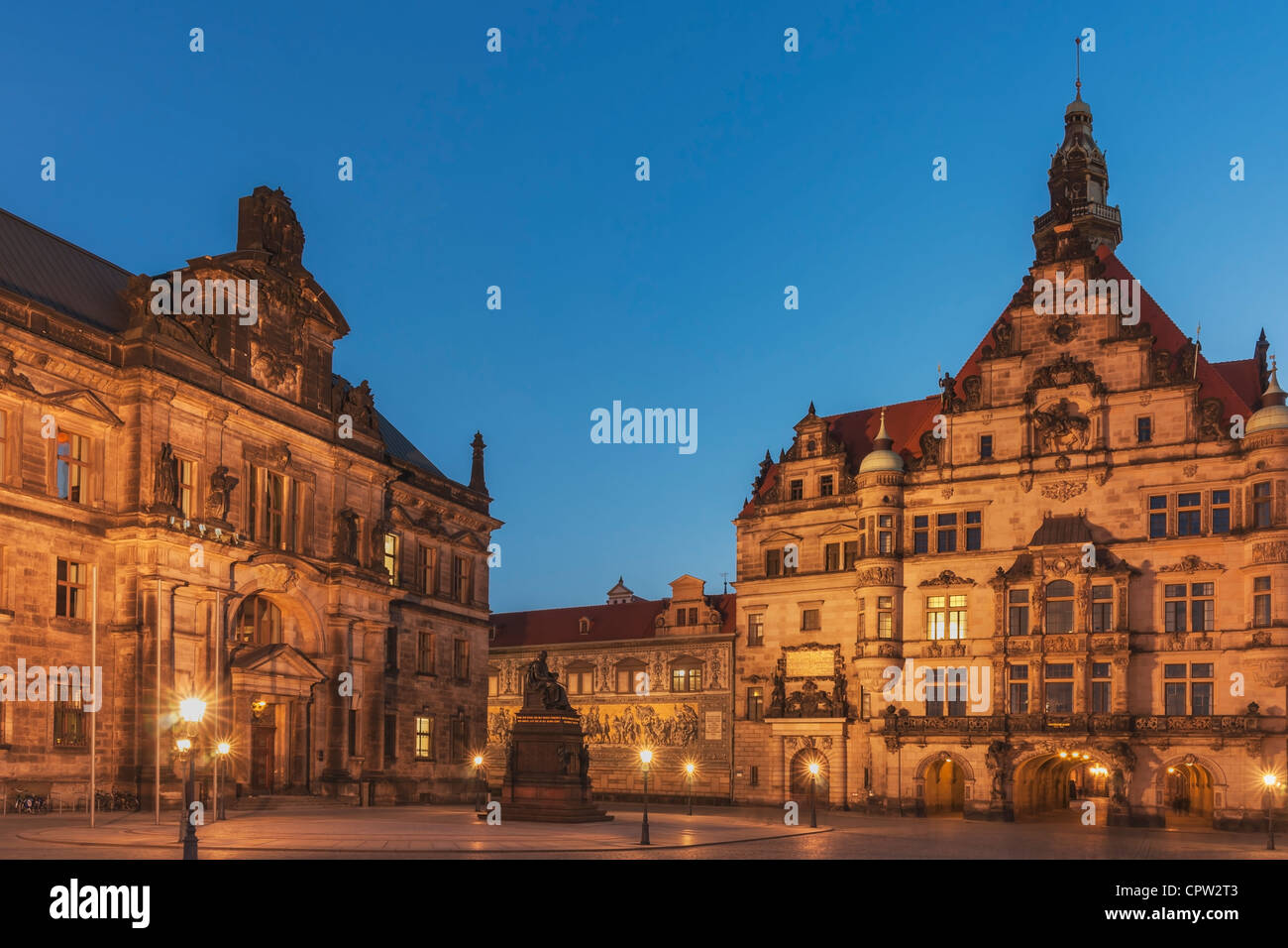 Palace Square Dresden with house of the estates (left), and the ...