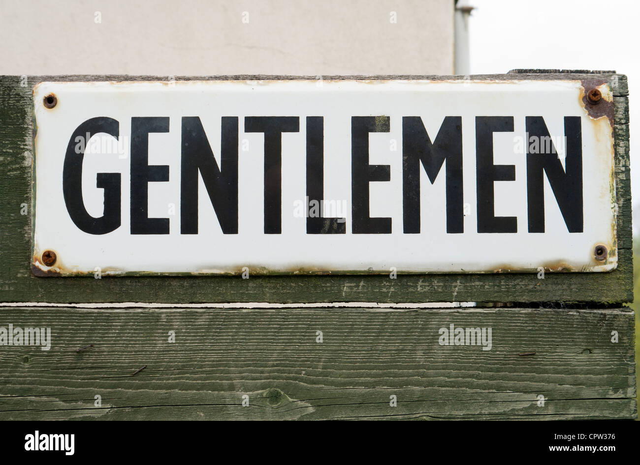 Gentlemen toilet sign close up. Llangammarch Wells Powys Wales Stock ...