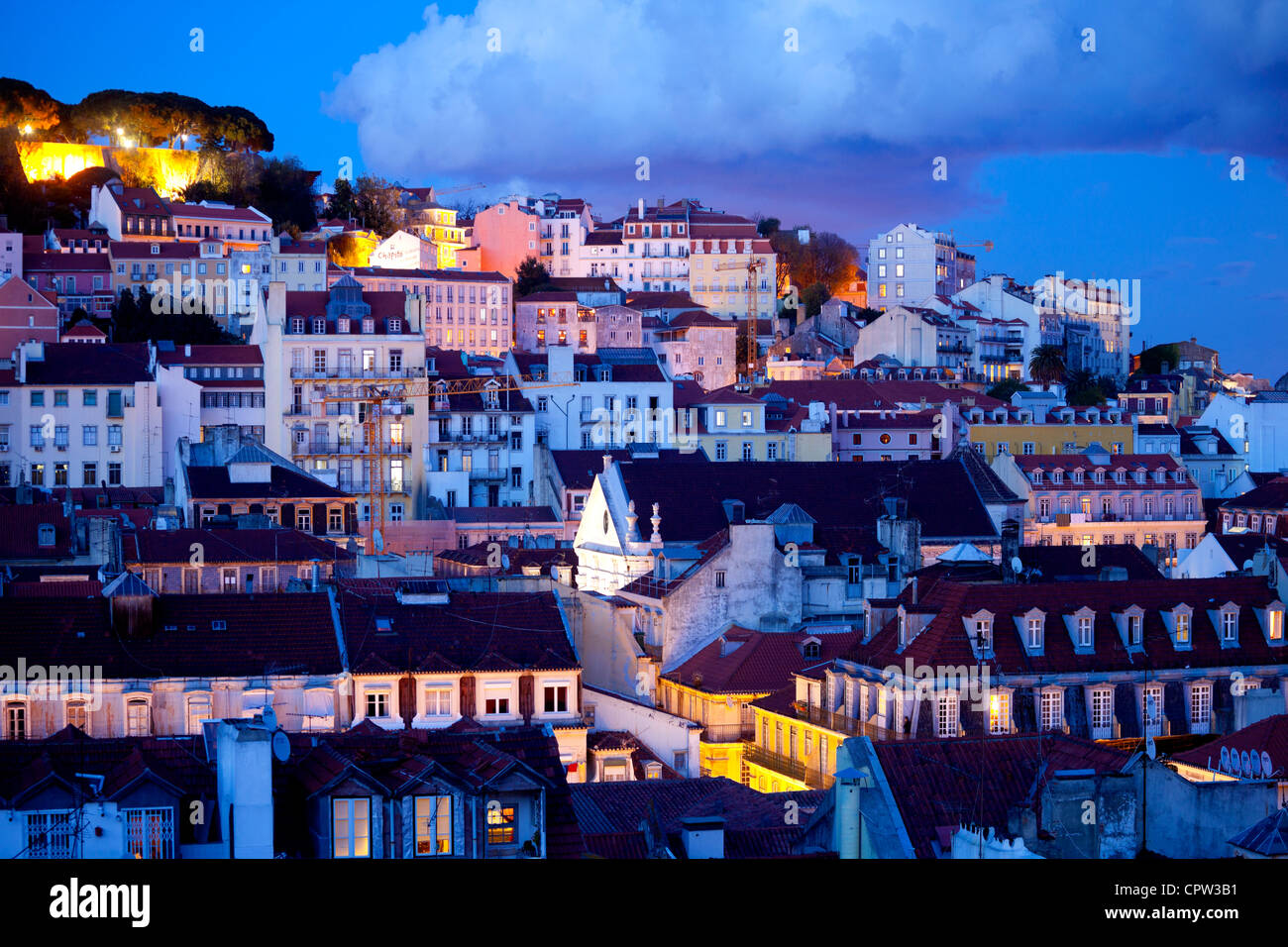 Saint George's Castle and a panorama of Lisbon, Portugal Stock Photo ...