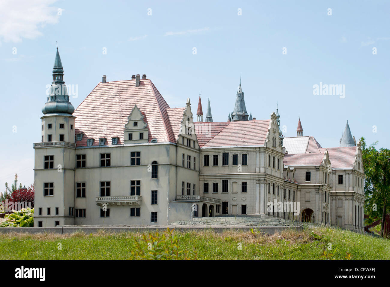 The Castle miniature with Moszna in Miniature Park in Inwald in Poland ...